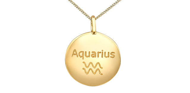 Zodiac Aquarius Pendant and Chain - 10Kt Yellow Gold - Diamonds | DX84 ...